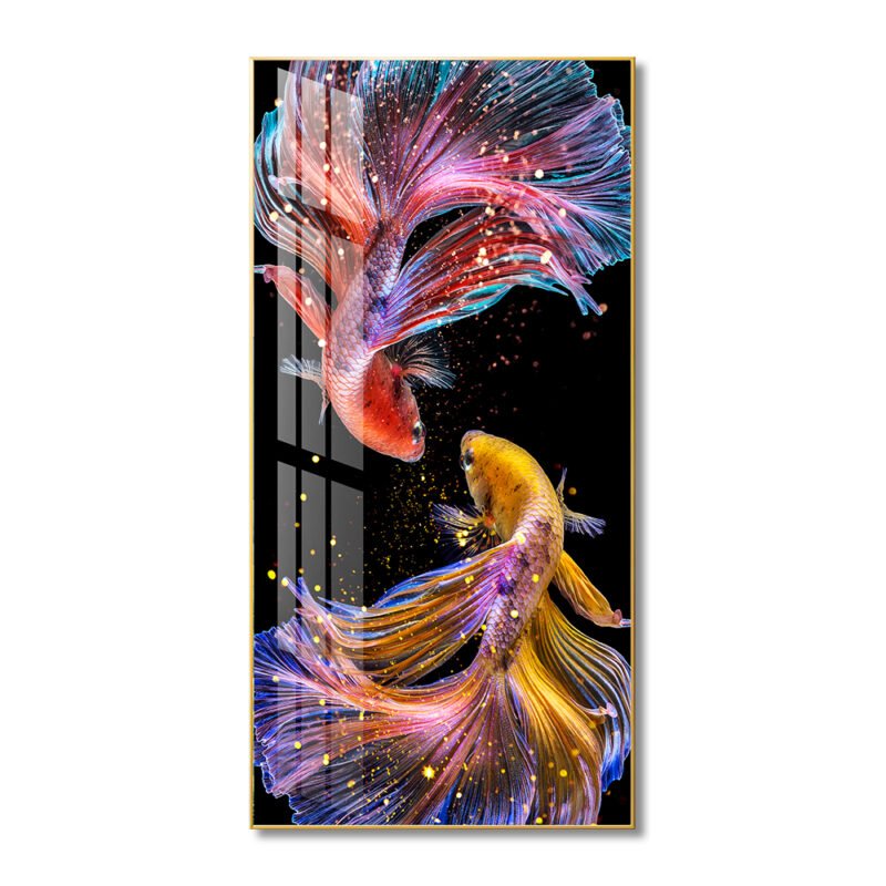 Mesmerising Betta Fish Crystal porcelain painting Aluminum alloy frame ...